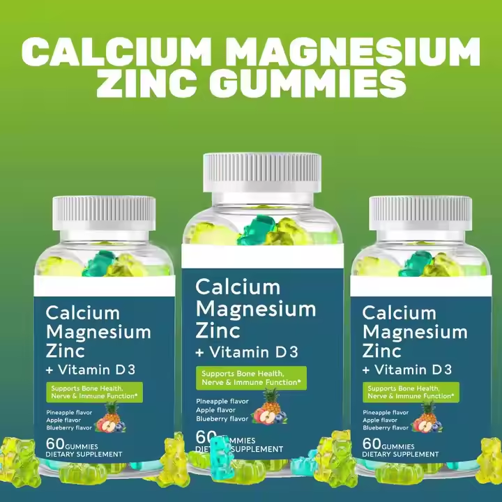 Calcium Magnesium Zinc Gummy Candy with Vitamin D3 & Magnesium ...