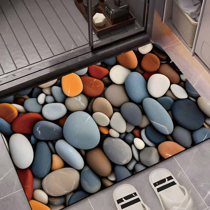 Modern 3D Pebble Bath Mat Quick Dry Water Absorbent Non Slip Diatomite ...