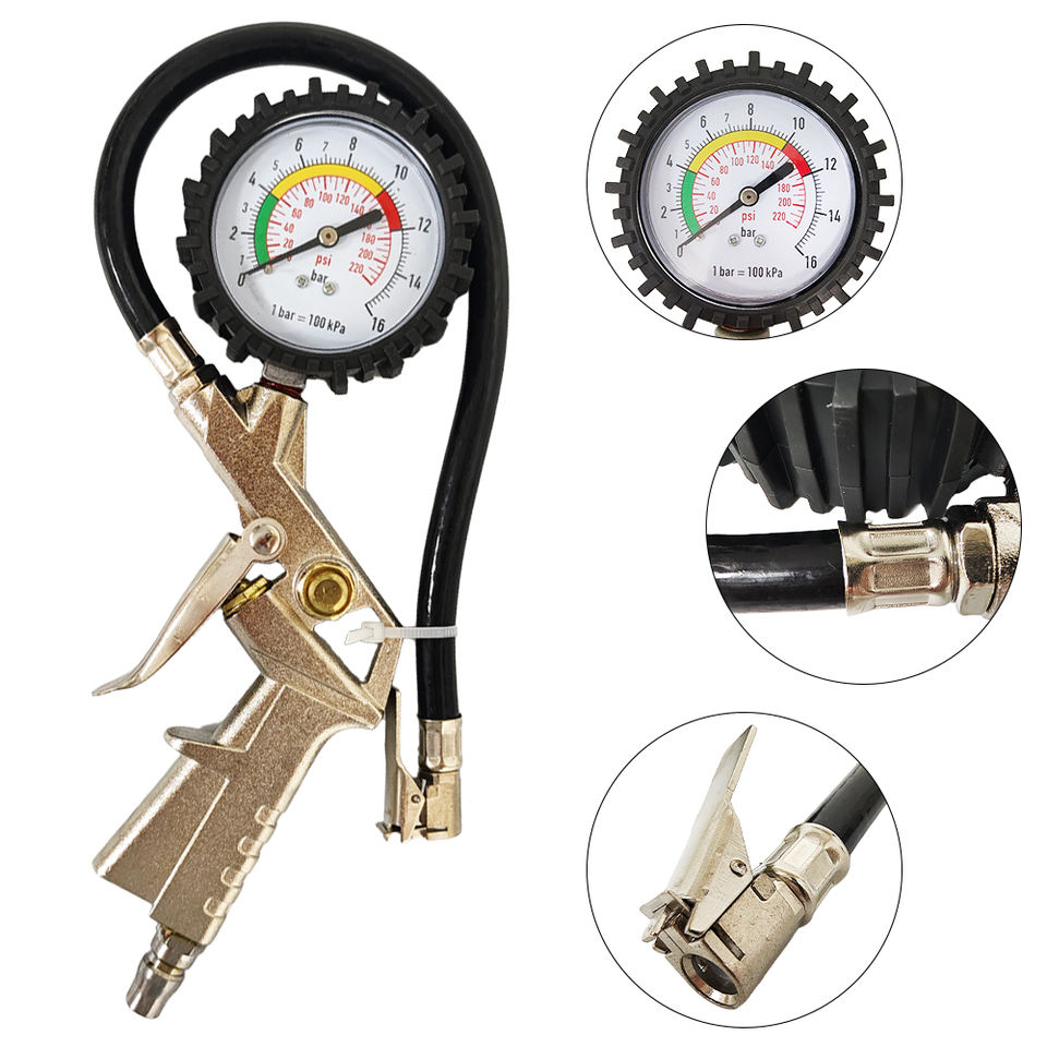 High Accuracy Air Inflator Gun with Pressure Gauge Mechanical Pointer ...