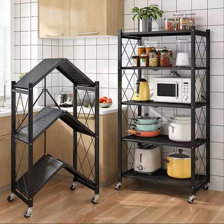 Five-story Floor-to-ceiling Microwave Storage Rack Kitchen Metal Food ...