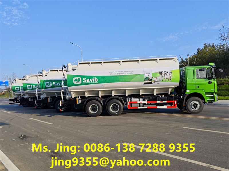 SHACMAN 6X4 Bulk Feed Powder Transport Truck 30-35m3 Feed Wheat ...