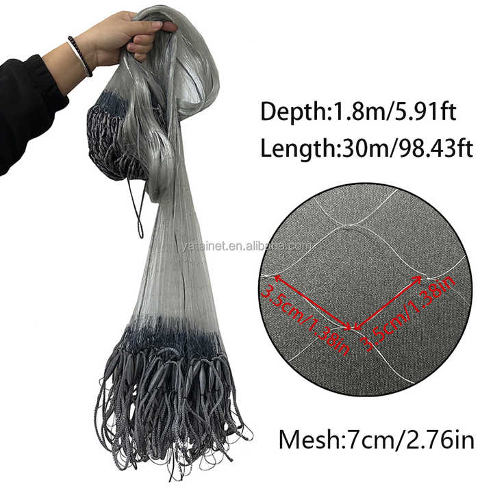 Grey Monofilament Material Fishing Net, Depth 1.8m/5.91ft, Length 30m ...