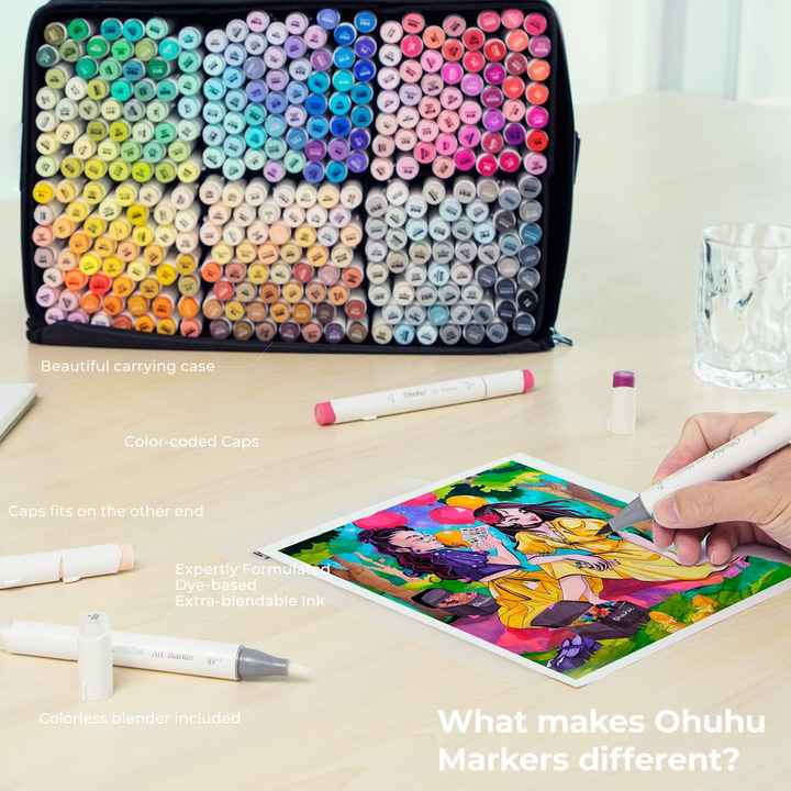 Ohuhu Alcohol Based Markers - 320 Colors Dual Tips Art Markers