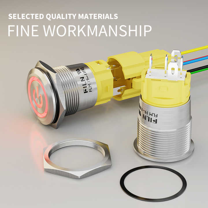 Momentary Illuminated 12V 3A 1NO1NC Waterproof IP67 220 Volt Push ...