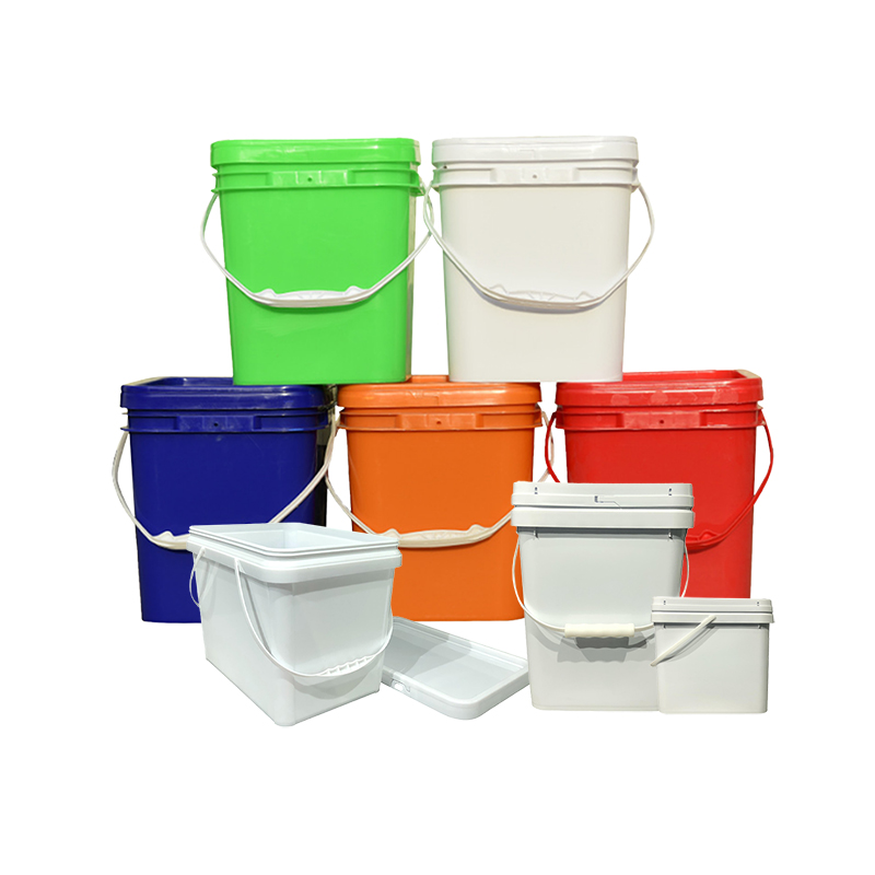 Colored plastic buckets store