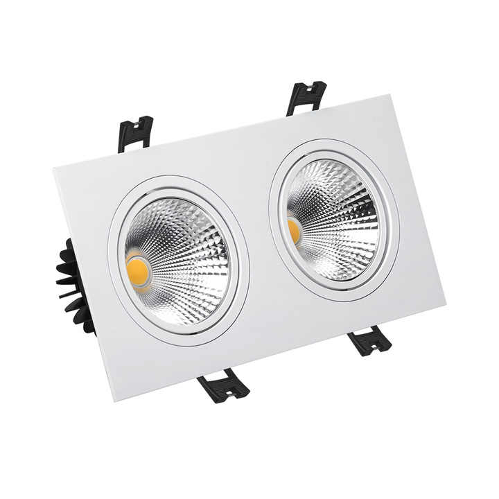 Twin COB 12W Square Recessed Tilt Downlight LED COB