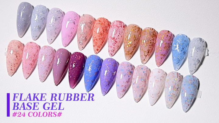 JTING Top Quality Viscosity Flake Rubber Base Gel Polish Collection 24Colors UnIque Glitter ...
