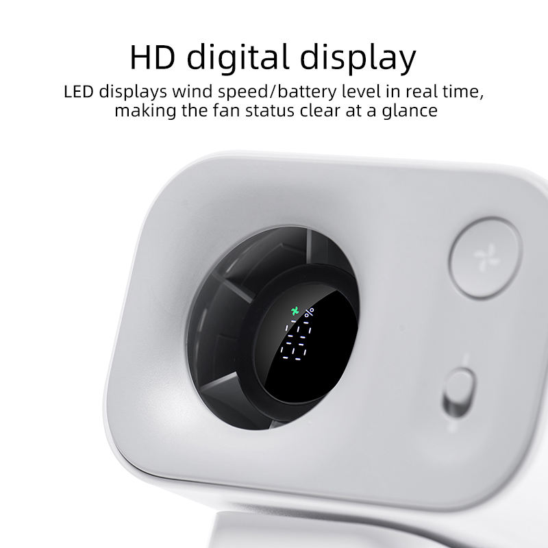 Portable 360° Rotate Clip-on Fan 5-Gear Wind with HD Display for ...