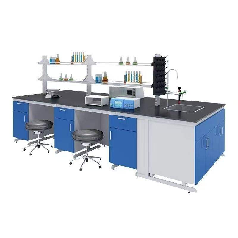 Full Steel Laboratory Workbench, Steel Wood Edge Table, Central Table ...
