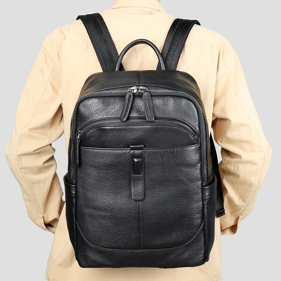 Designer Leather Backpack Men Business Travel Backpack 14 Inch Leather ...