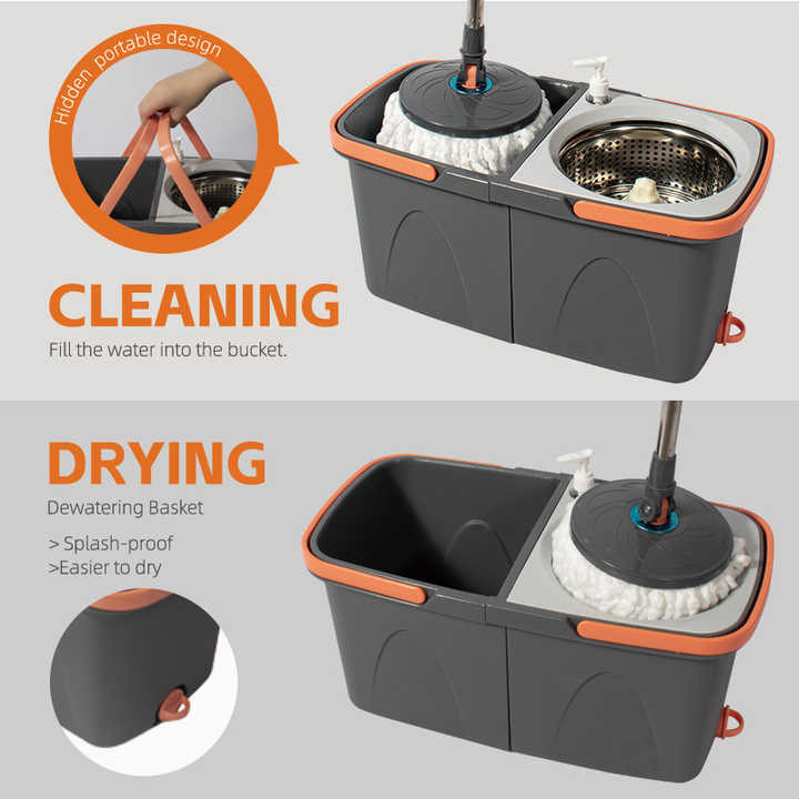 HOLAMOPA Rotating Spin Mop Separate Wash Dry Buckets 360 Ergonomic ...