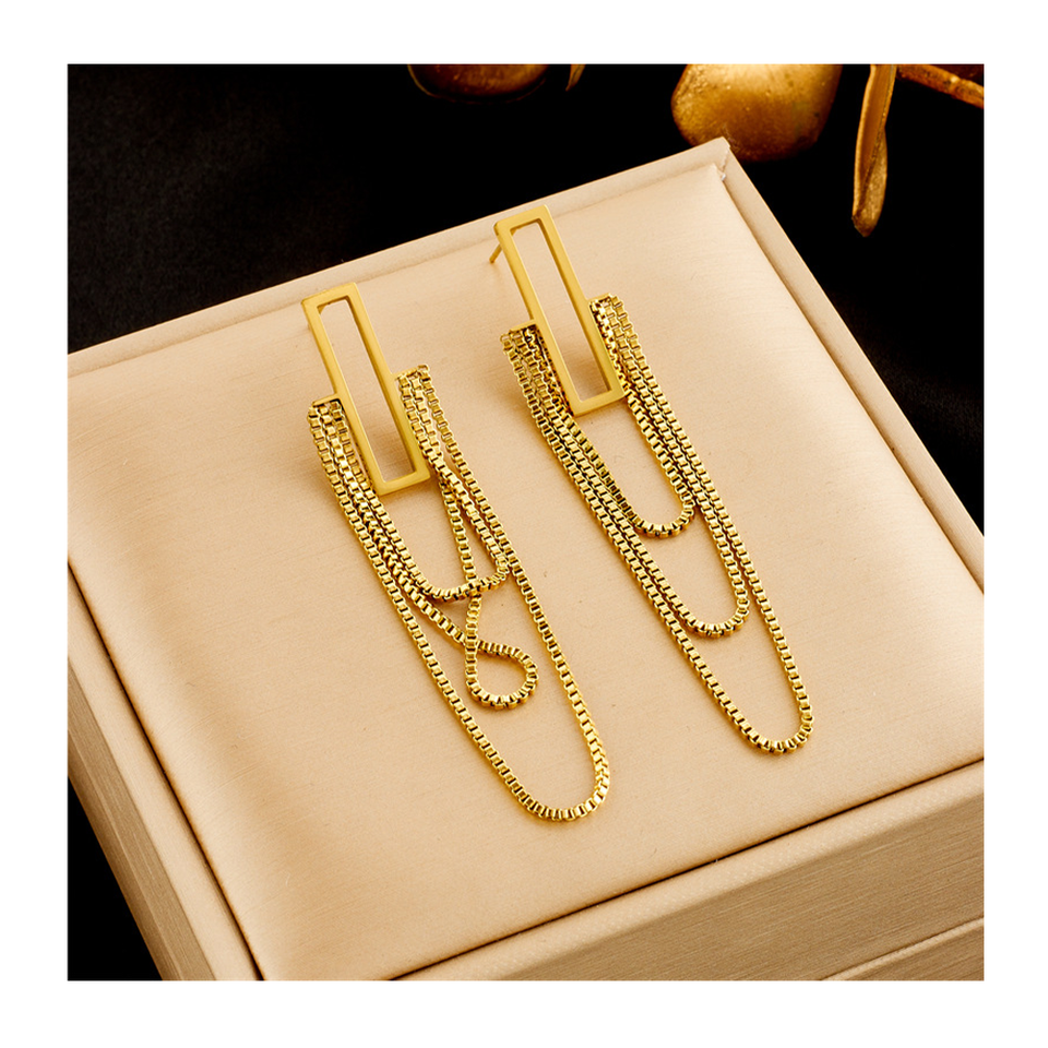 Trendy Fashion Non-Tarnish 18K PVD Gold Plated Stainless Steel Long ...