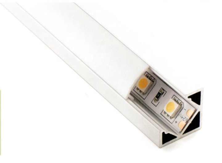 45 Degree Angle Corner LED Extrusion Profile - 50000 Hours