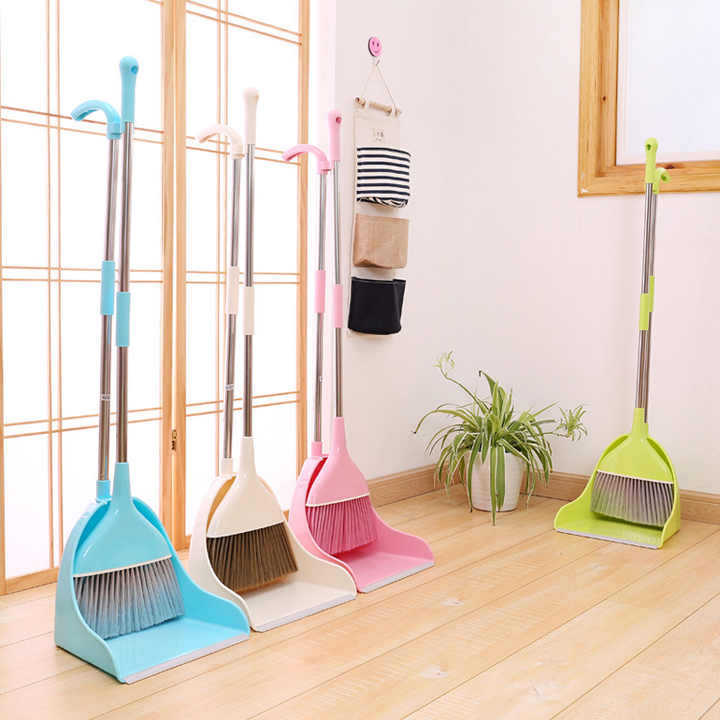 Modern Sleek Creative Broom and Dustpan with Stainless Steel Long Handle