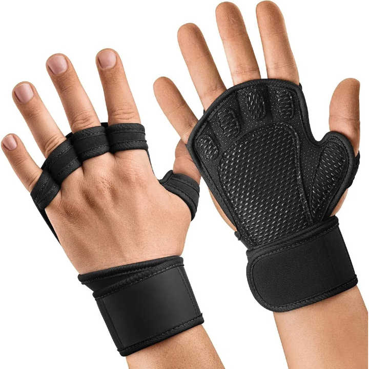 Open Fitness Gloves with Wrist Support Comfortable Padded Weightlifting ...