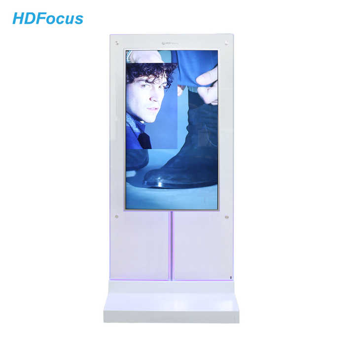 Vertical Totem Indoor Ultra Glass Frame Advertising Dual Screen LCD ...