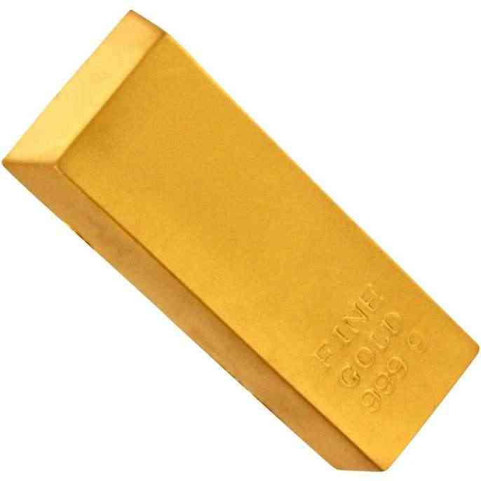 Logo Printed Gold Bar Stress Ball - Customizable Promotional Toy