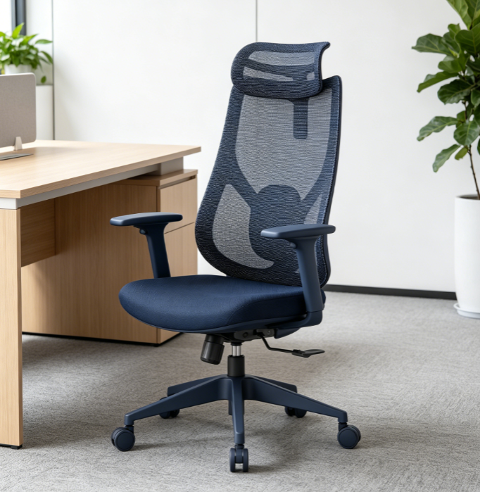 Ergonomic Mesh Office Chair 2D Adjustable Headrest 3-Level Safety Gas ...