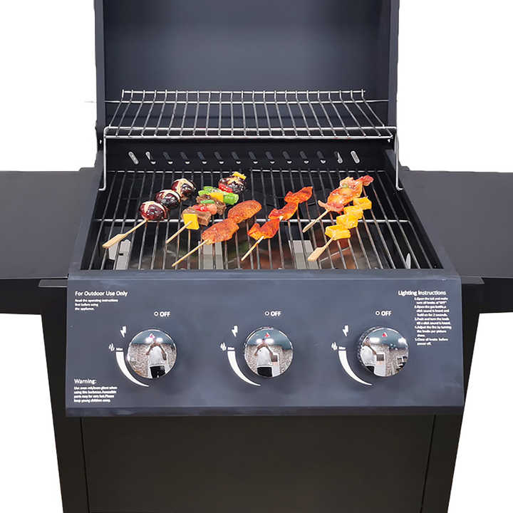 Modern 3-Burner Steel Outdoor BBQ Grill Powder Coated for Camping ...