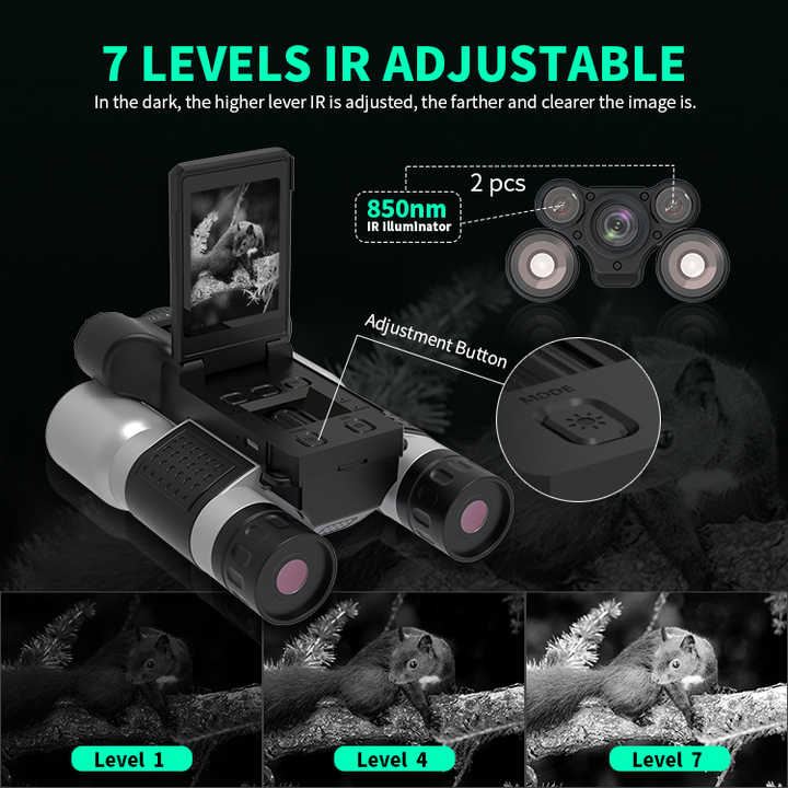 Rechargeable 8X Zoom Night Vision Binocular Camera 1080p