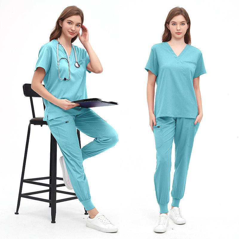Nurse Uniform Set Unisex Pet Hospital Beauty V-Neck Nursing Work ...