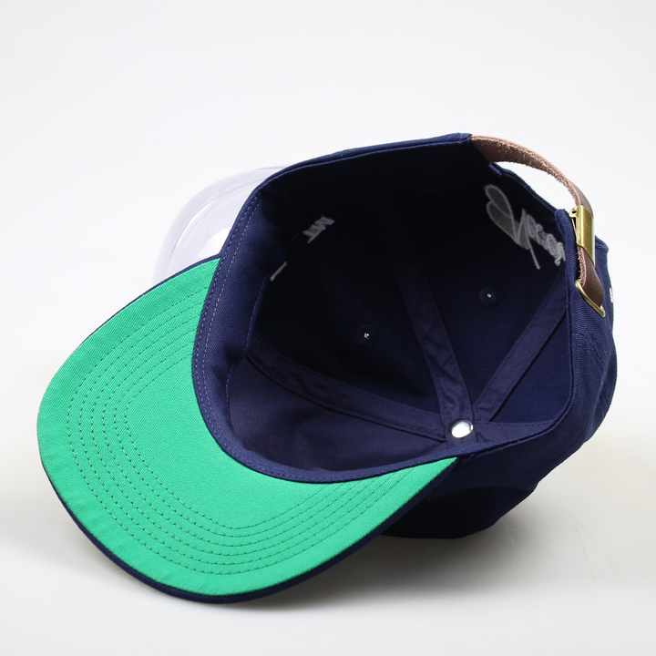 Vintage Navy Blue Cotton Unstructured 5 Panel Snapback Hat Custom Felt ...