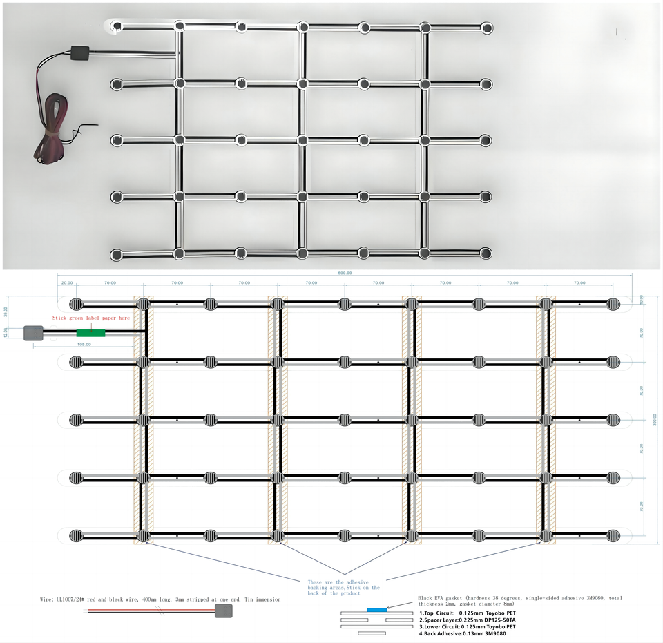 SBR Flexible Film Pressure Sensors for Mattresses & Cushions