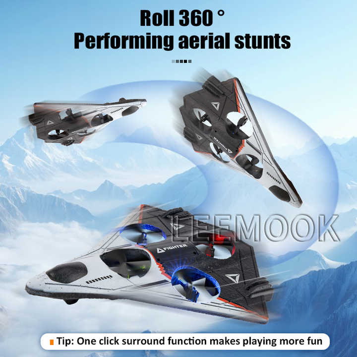 360 Flip Foam Helicopter RC Plane Fighter Jet with Light 2.4G EPP Stunt ...