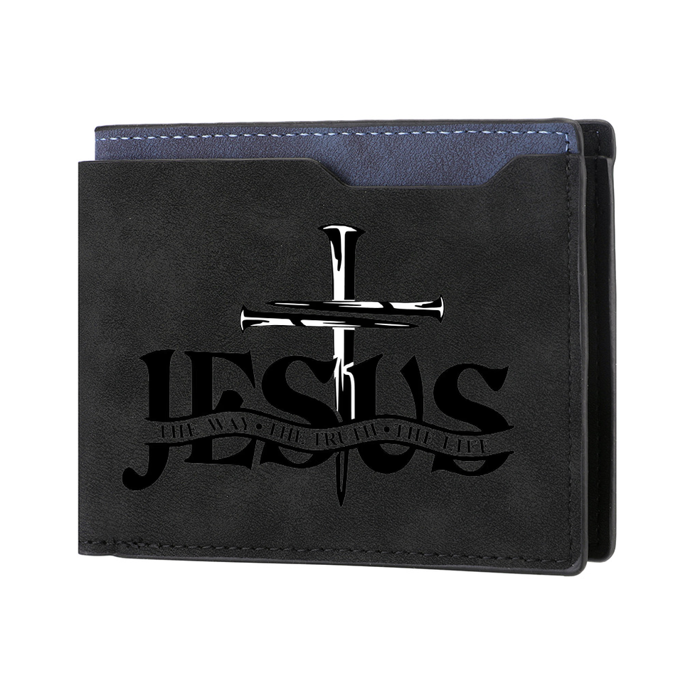 New Jesus Letter Pattern Men's Wallet, PU Leather Multi-card Slot ...