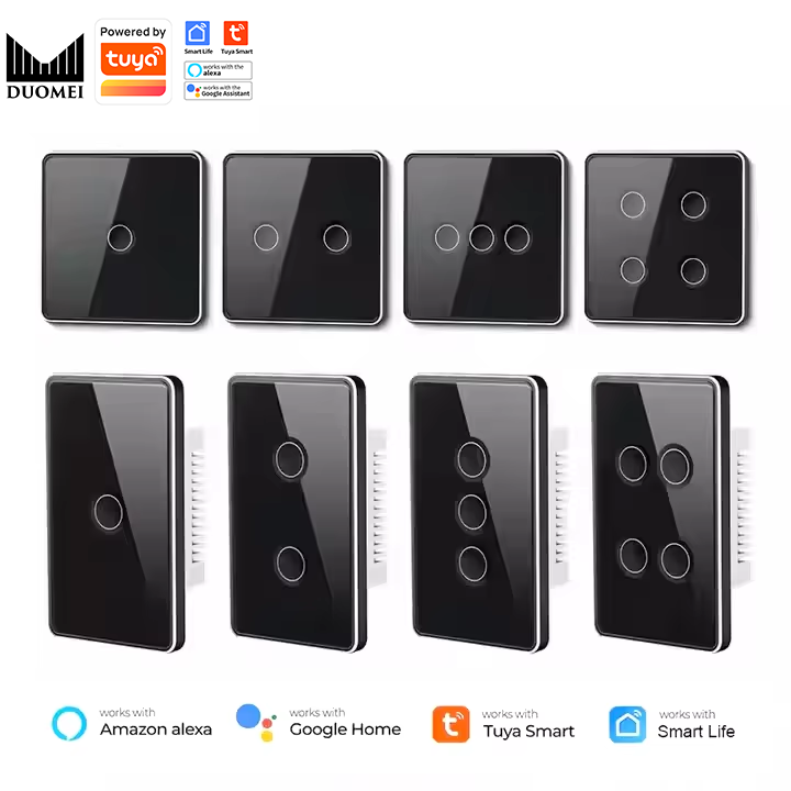 DUOMEI Zigbee Tempered Glass Touch Light Switch 1/2/3/4 Gang Tuya Smart ...
