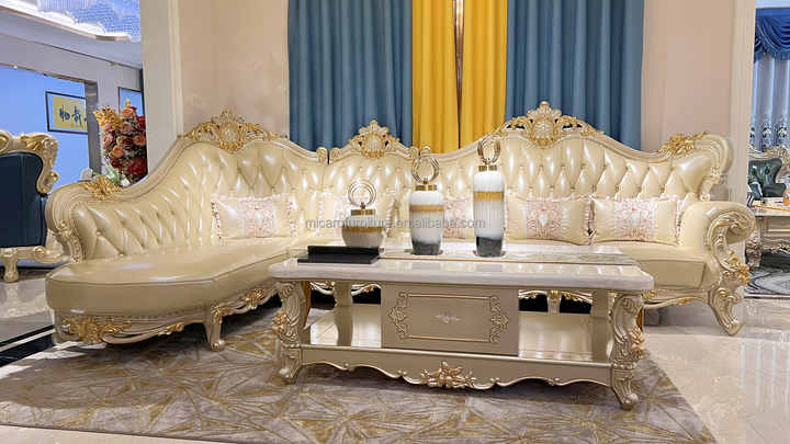 L Shape Wood Frame Living Room Set - Elegant & Durable