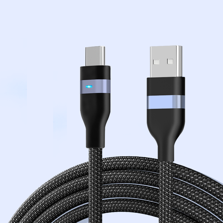 New Arrival 1M 2M 6A 120W Nylon Braided Cable LED Display USB Type C ...