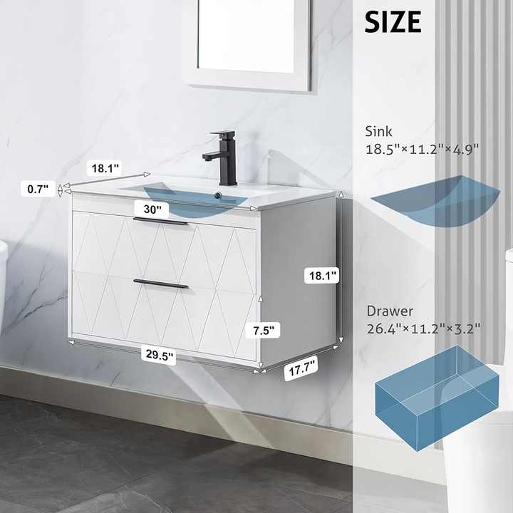 30 Inch Bathroom Vanity with Sink Combo - Modern Style