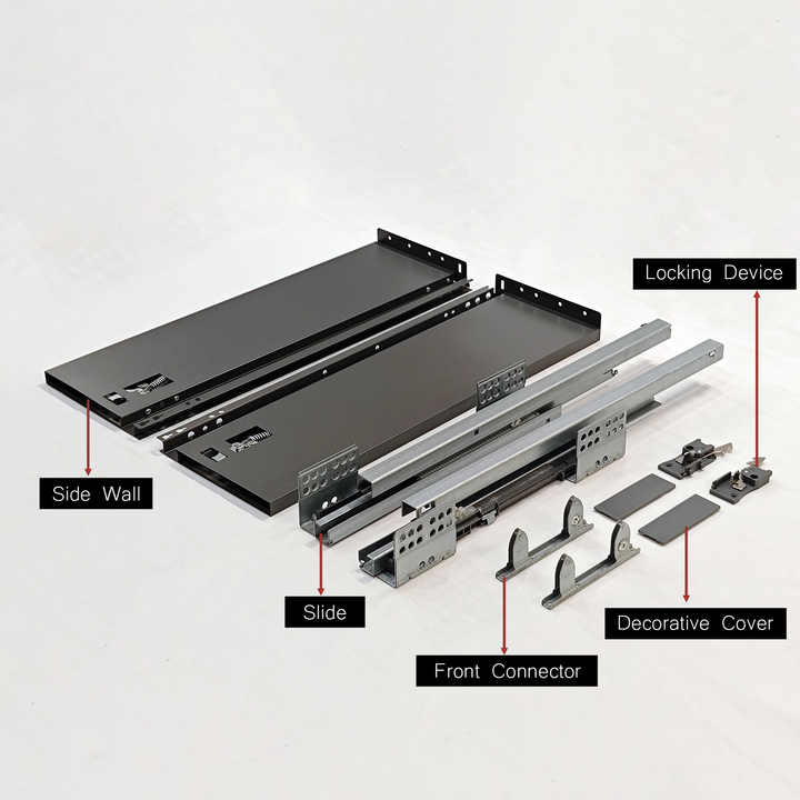 Ultra Thin Metal Slim Drawer Box - Soft Closing System
