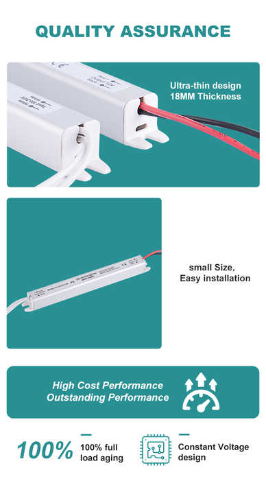 Ultra-slim 12V 24W LED Driver IP20 Power Supply for LED Lighting