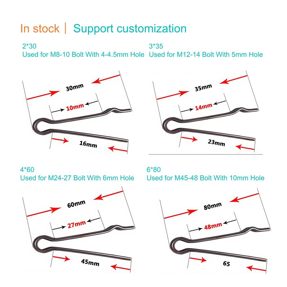 304 Stainless Steel Bright Finish Uncoated Cotter Pins Fasteners ...