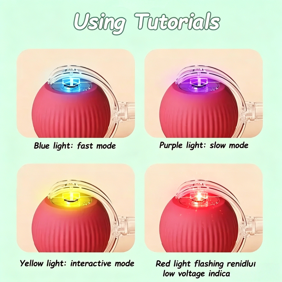 Interactive Cat Ball Toy Automatic Rolling Ball with Tail Rechargeable ...
