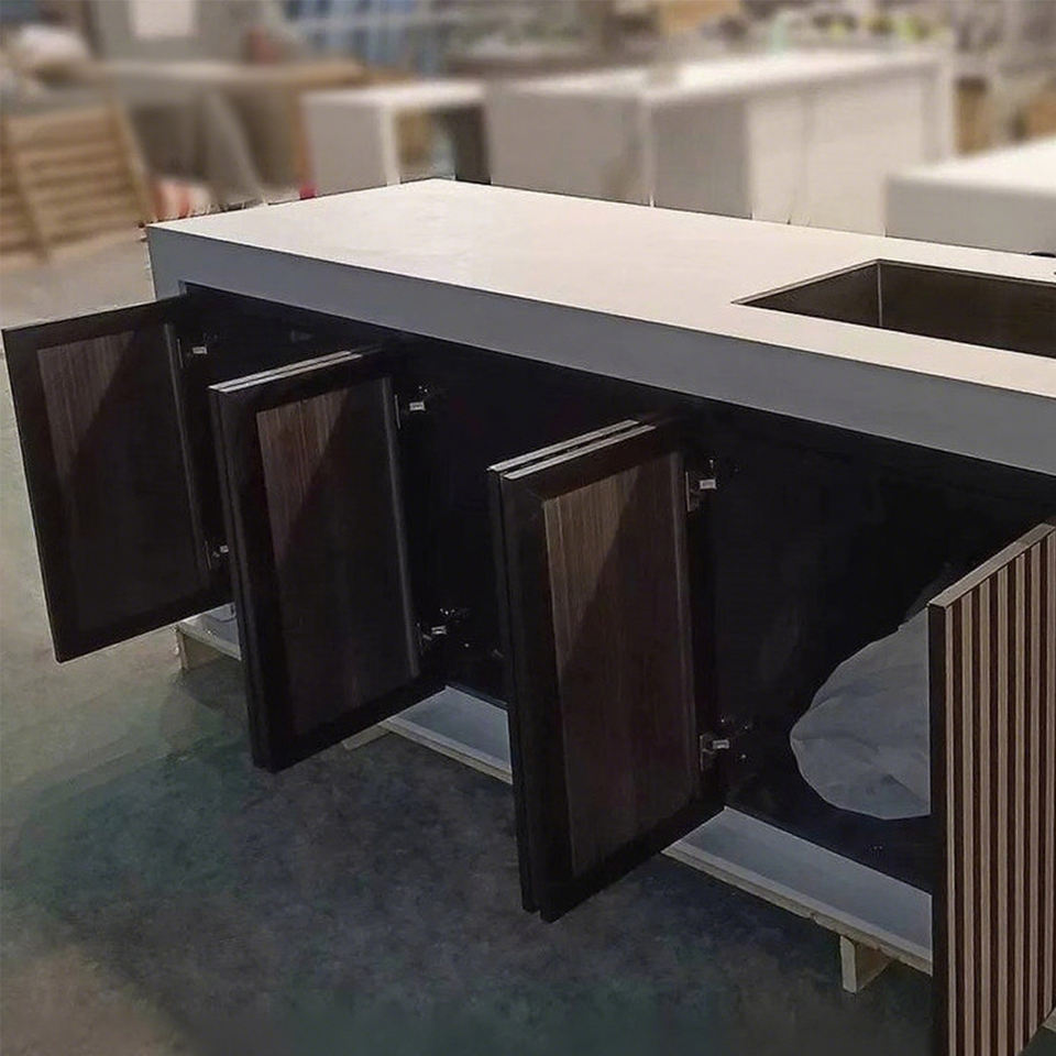 Modern Outdoor Kitchen Patio Porcelain Slab BBQ Grill Station Built-In ...