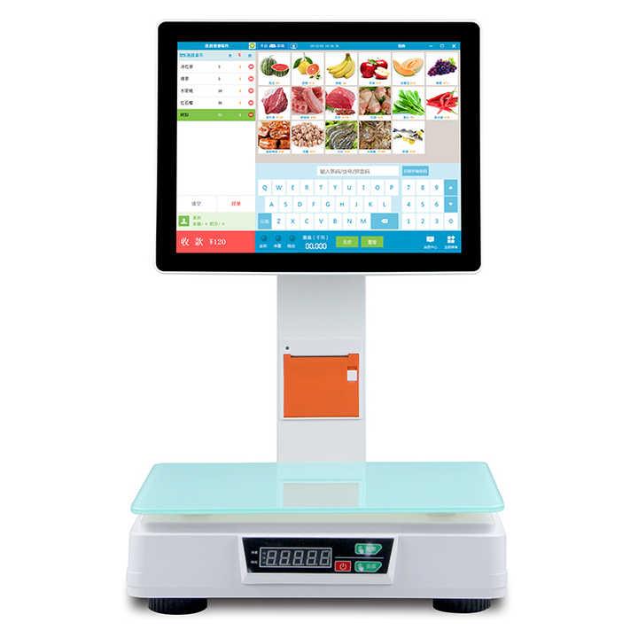 Fresh supermarket weighing and cash register integrated machine double ...