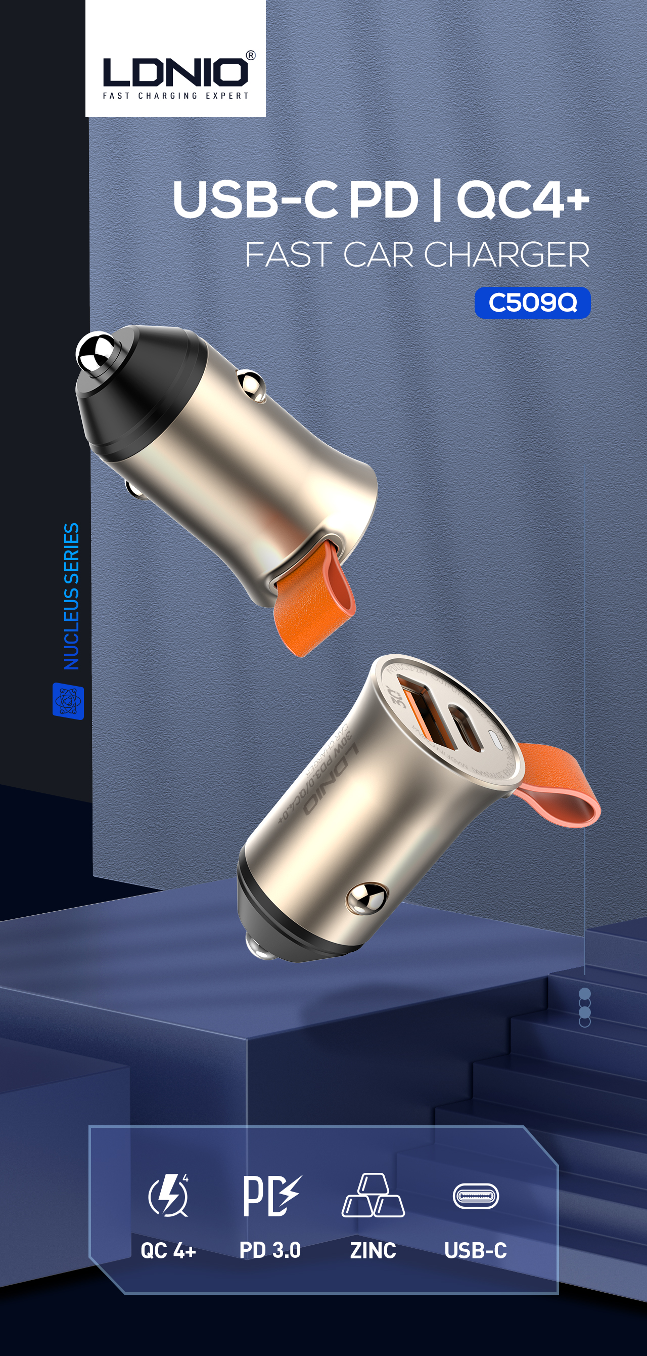 C509Q High Quality Fast Car Charger Dual Port (Type-C & USB) 30W | 3RAFOTY STORE