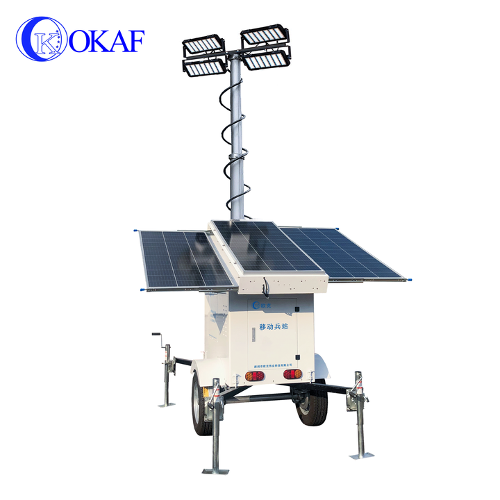 Portable LED Tower Light - 360 Degree Rotation Mobile Solar Power