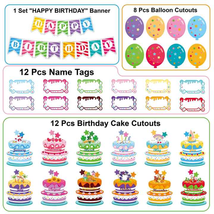 Happy Birthday Bulletin Board Set for Classroom Decor
