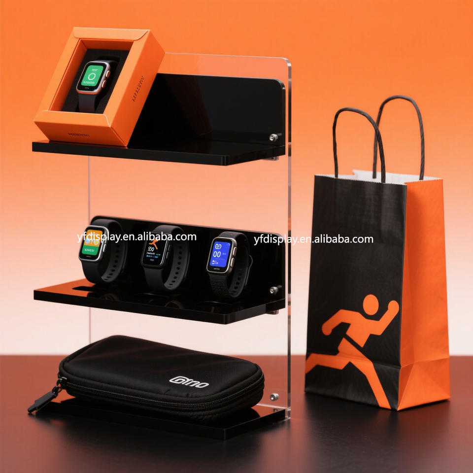 3C Packaging One Stop Smart Watches Black Acrylic Display Rack Acrylic ...