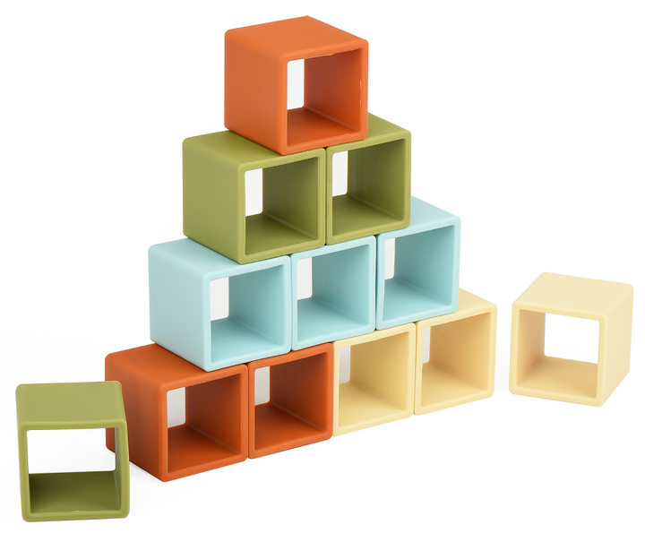 12pcs Kids Flexible Silicone Building Block Sets Baby Teethers Toy ...