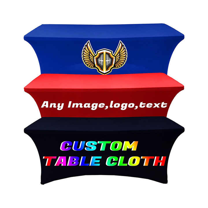 Custom Table Cover with Business Logo 4FT/5FT/6FT/8FT Stretch Spandex ...