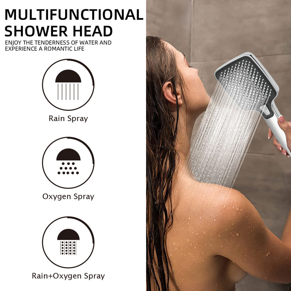 Modern Bathroom Button Shower - 3 Modes Power Mist Water Saving Plastic ...
