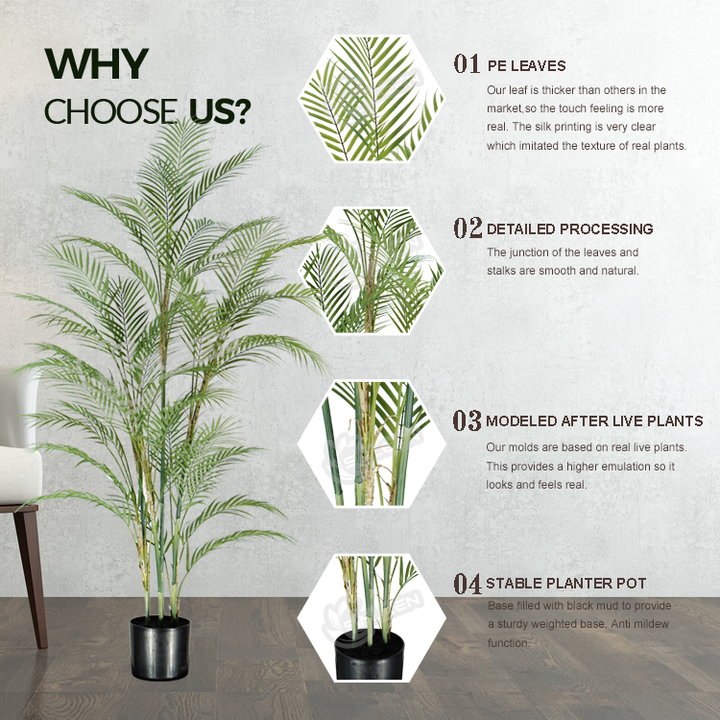 Tree Palmera Artificial Plastic Palms Outdoor Fake Decor House Plant ...