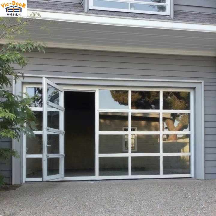 Aluminum Frame Tempered Glass Garage Door Additional Pedestrian Door ...