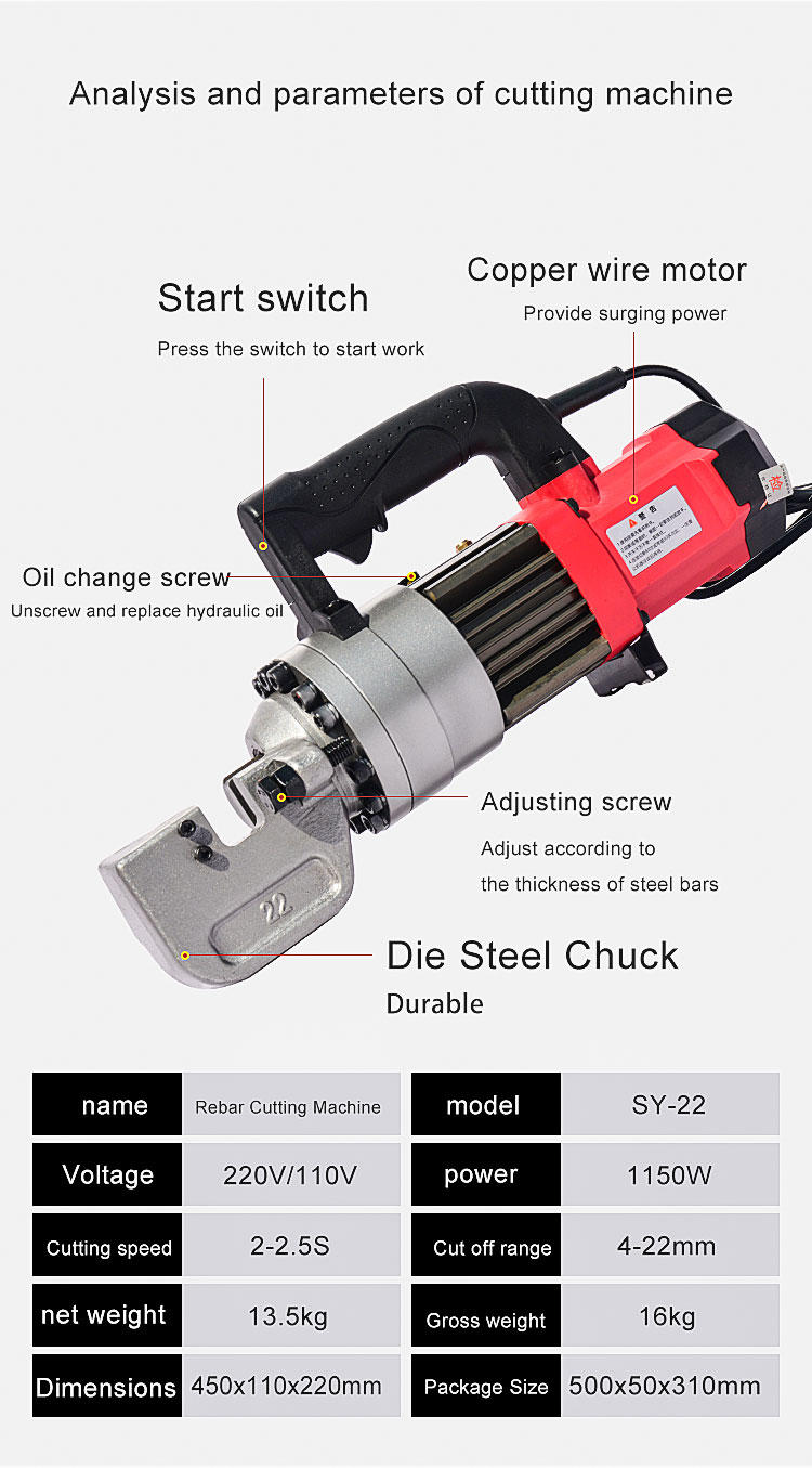 Portable Electric Hydraulic Rebar Rebar Cutting Machine Products from ...