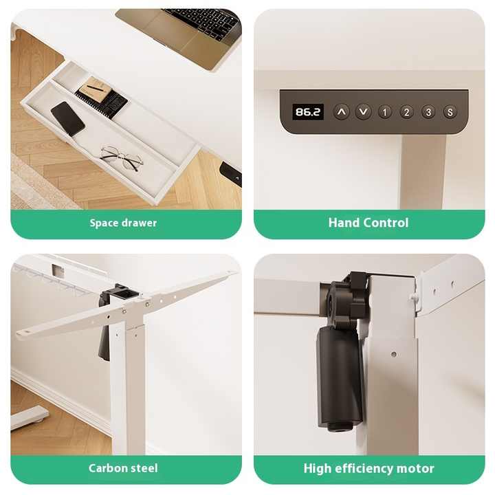 With Storage Drawers Electric Table Height Adjustable Office Home Work ...